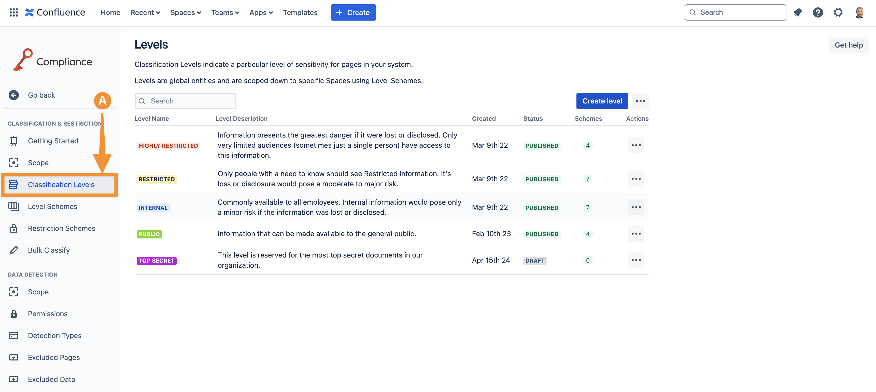 Edit Classification Levels